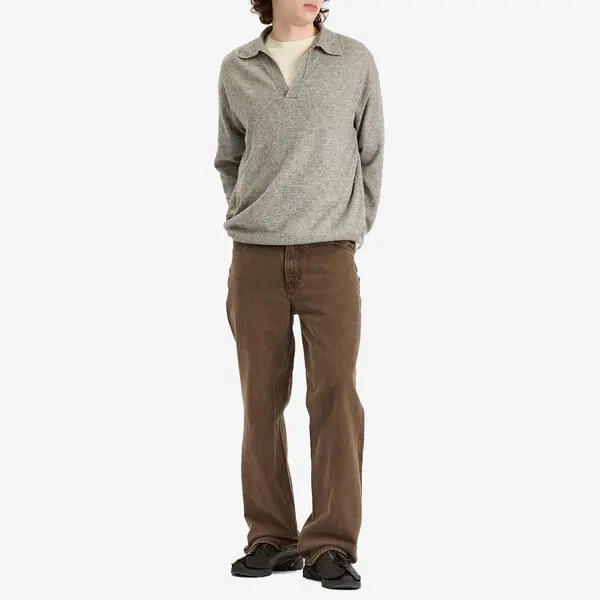 Auralee Super Fine Cashmere Silk Knit Skipper Polo In Top Grey
